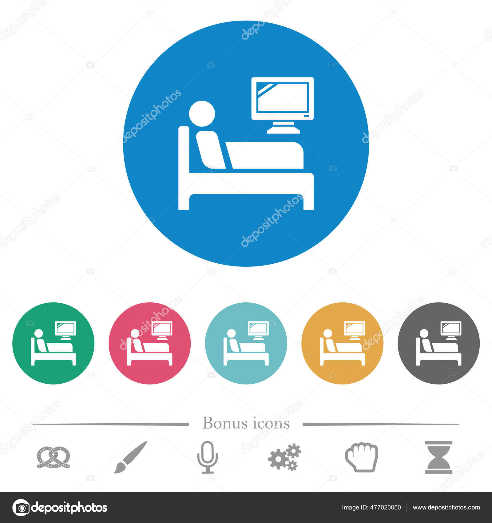 Hospital Ward Flat White Icons Color Backgrounds Bonus Icons Included ...