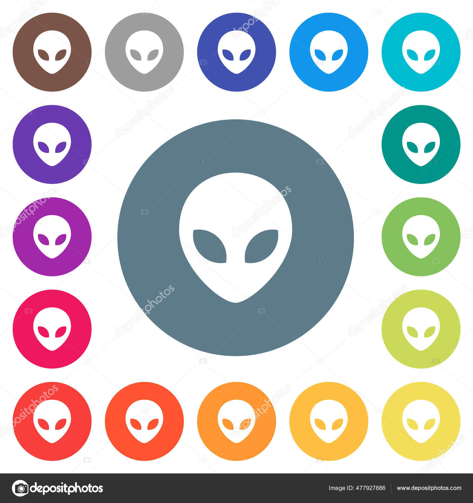 Alien Head Flat White Icons Color Backgrounds Background Color ...