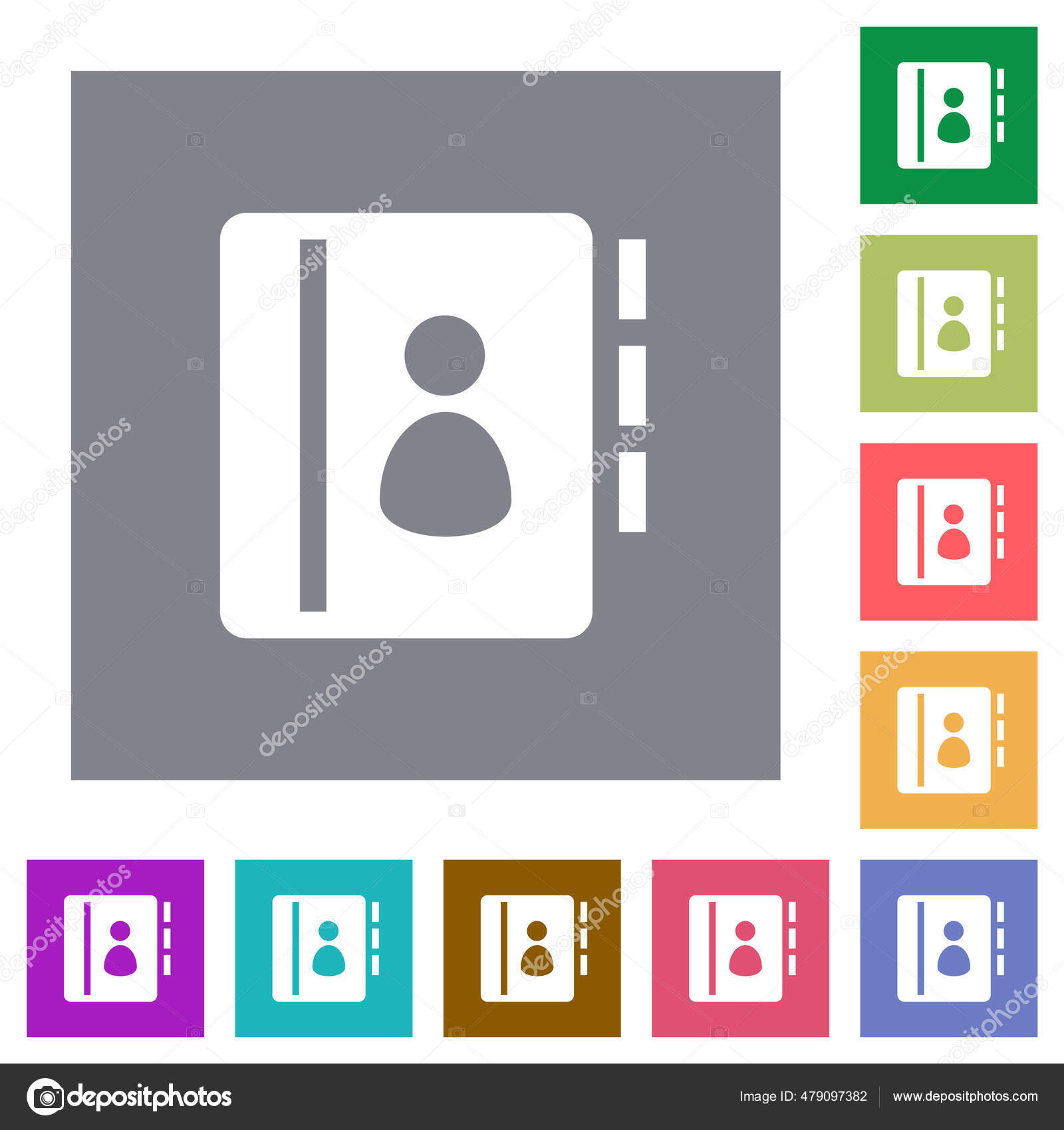 Contacts Flat Icons Simple Color Square Backgrounds Stock Vector by ...