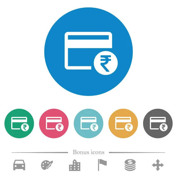 Rupee Credit Card Flat Color Icons Square Frames White Background Stock ...