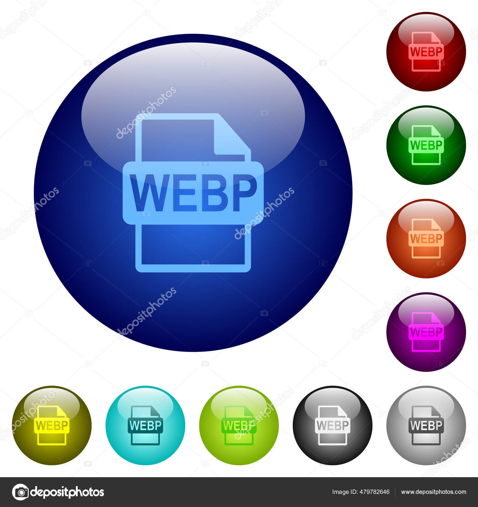 Webp File Format Icons Glass Buttons Multiple Colors Arranged Layer ...