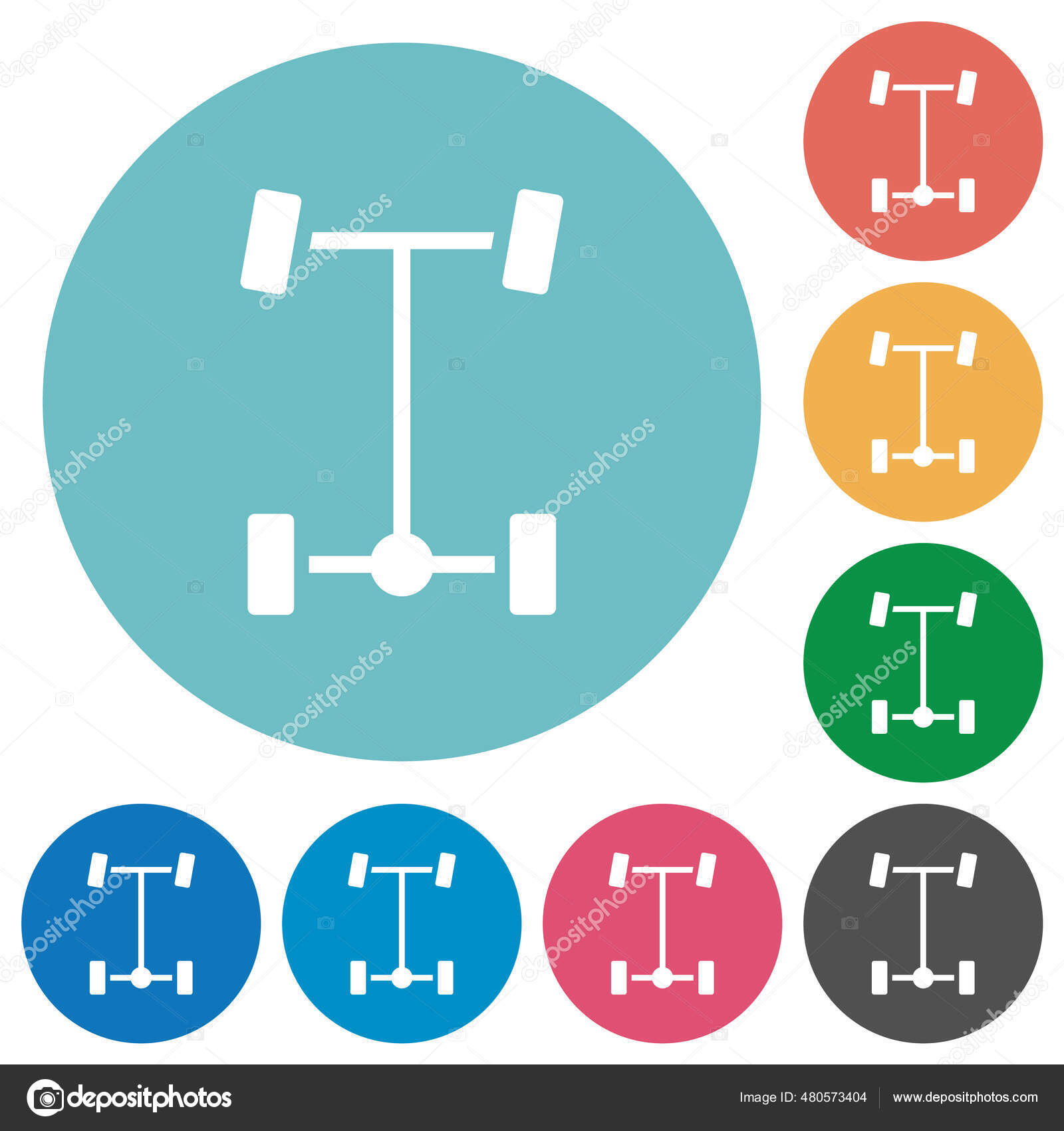 Rear Differential Flat White Icons Color Backgrounds Stock Vector by ...