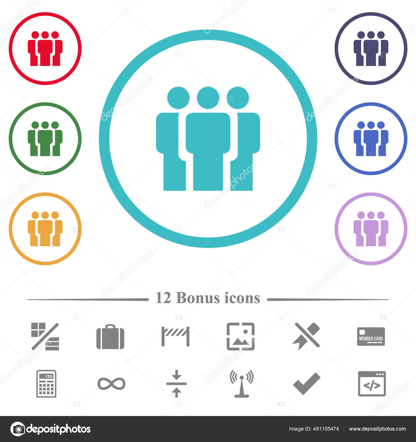 Team Flat Color Icons Circle Shape Outlines Bonus Icons Included Stock ...