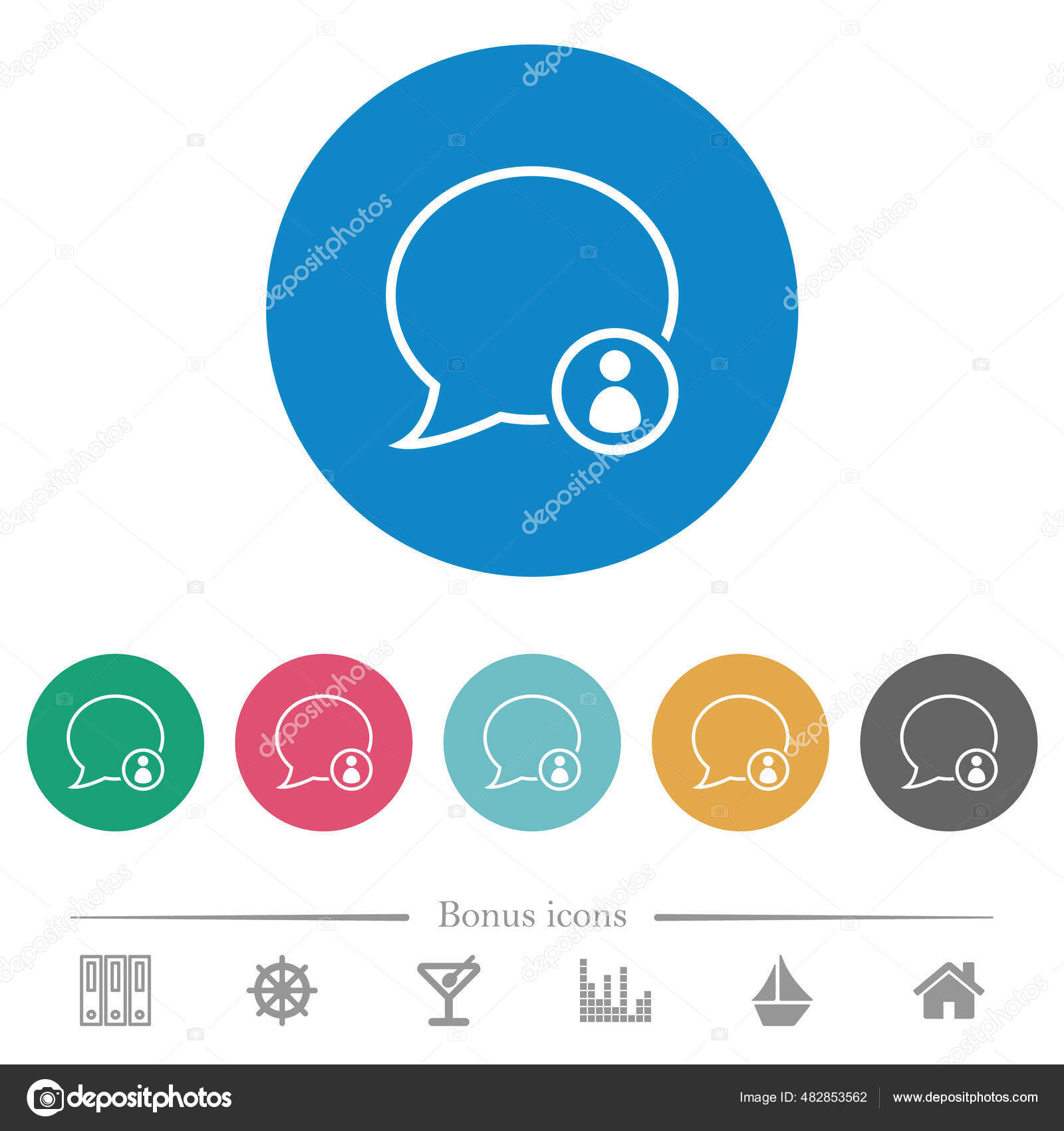 Message Owner Outline Flat White Icons Color Backgrounds Bonus Icons ...