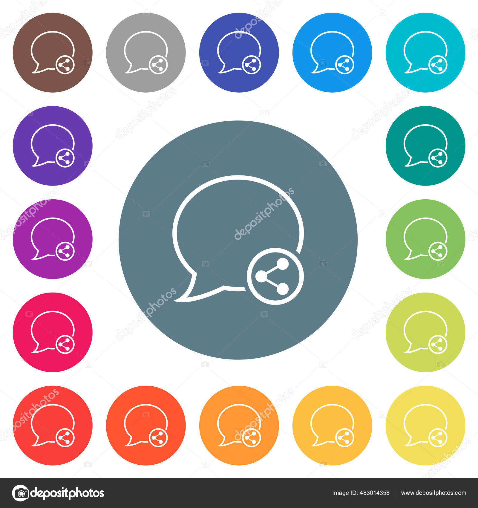 Share Message Flat White Icons Color Backgrounds Background Color ...