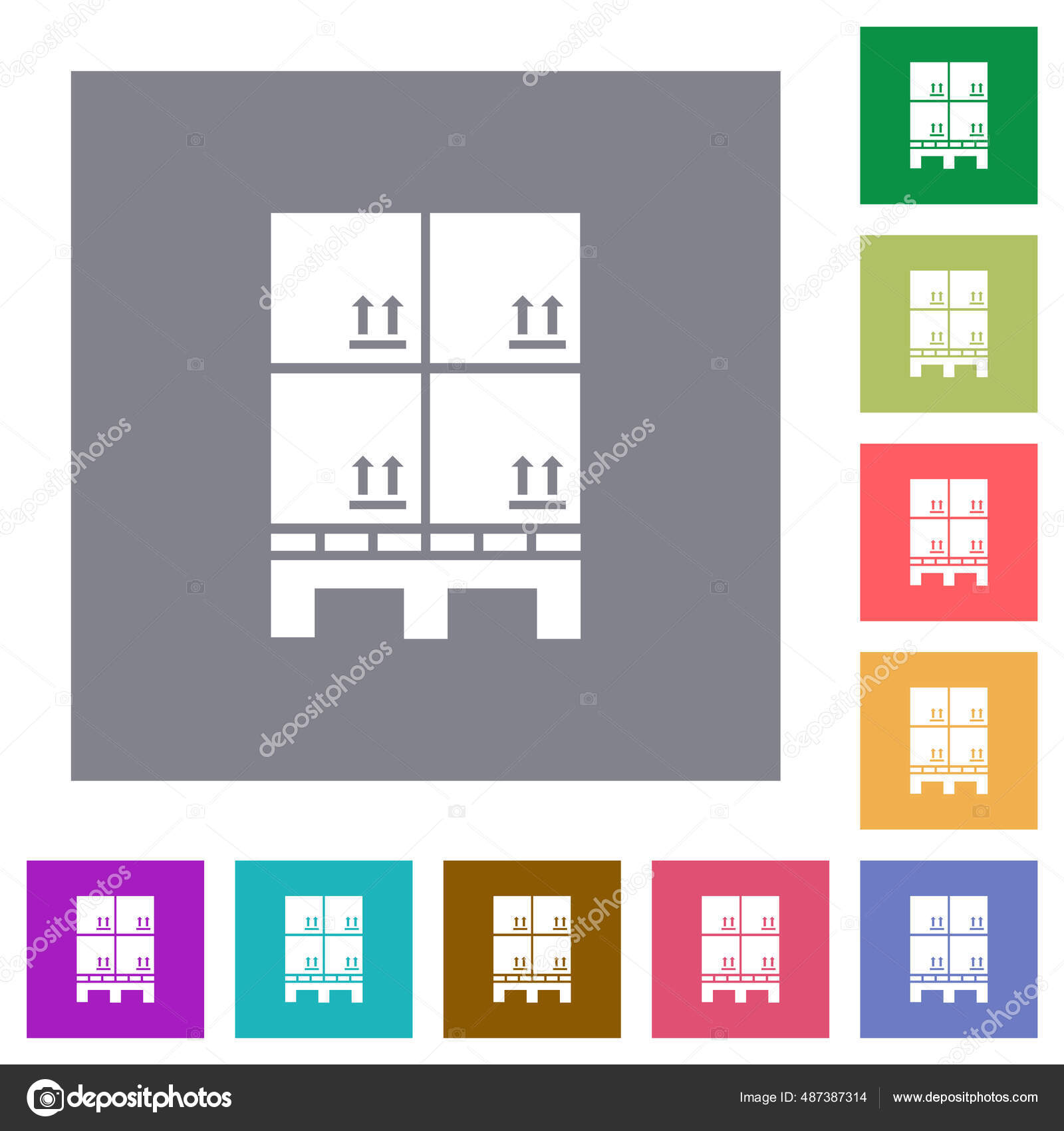 Pallet Boxes Flat Icons Simple Color Square Backgrounds Stock Vector Image by ©renegadehomie ...