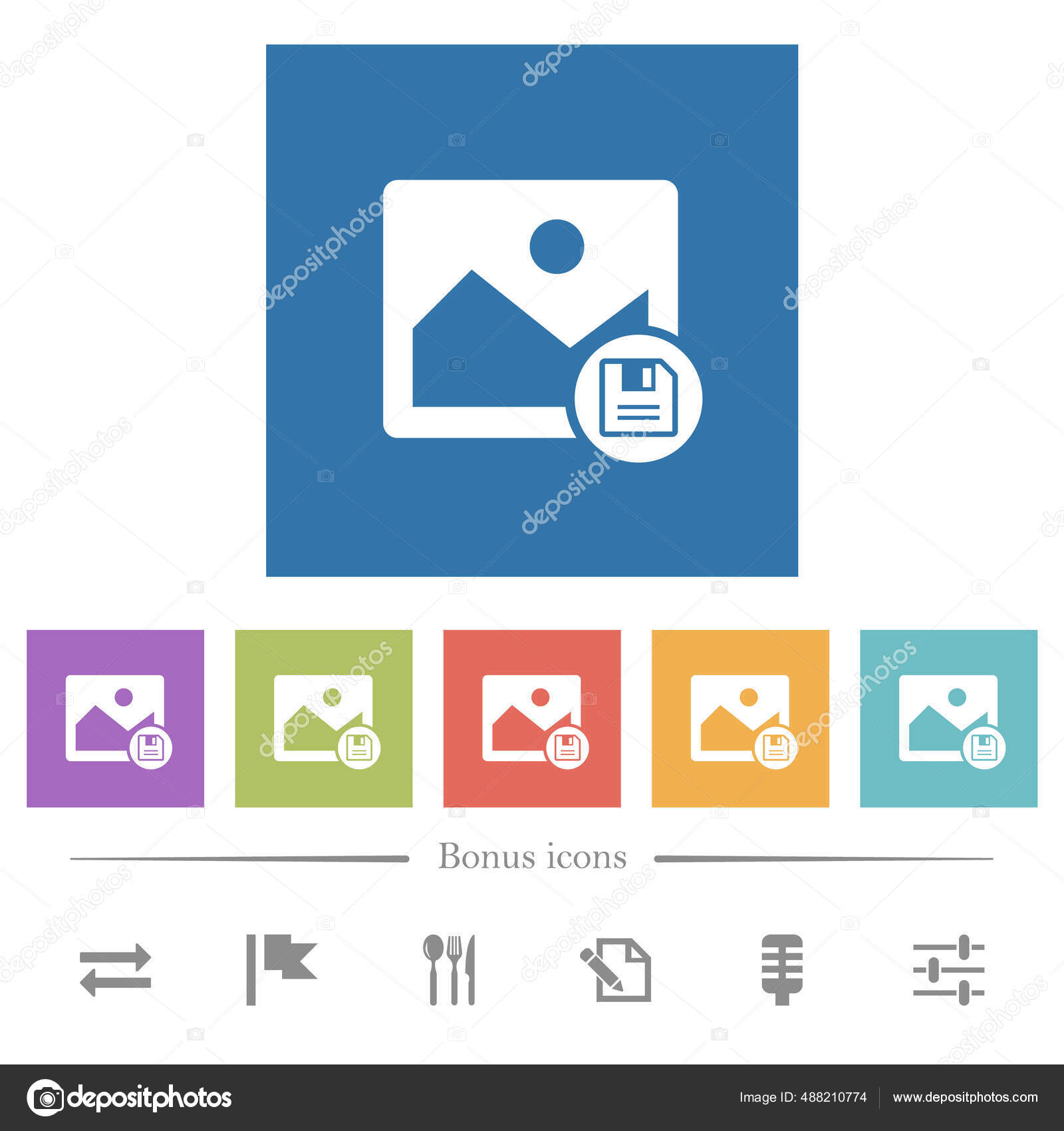 Image Flat White Icons Square Backgrounds Bonus Icons Included Stock ...