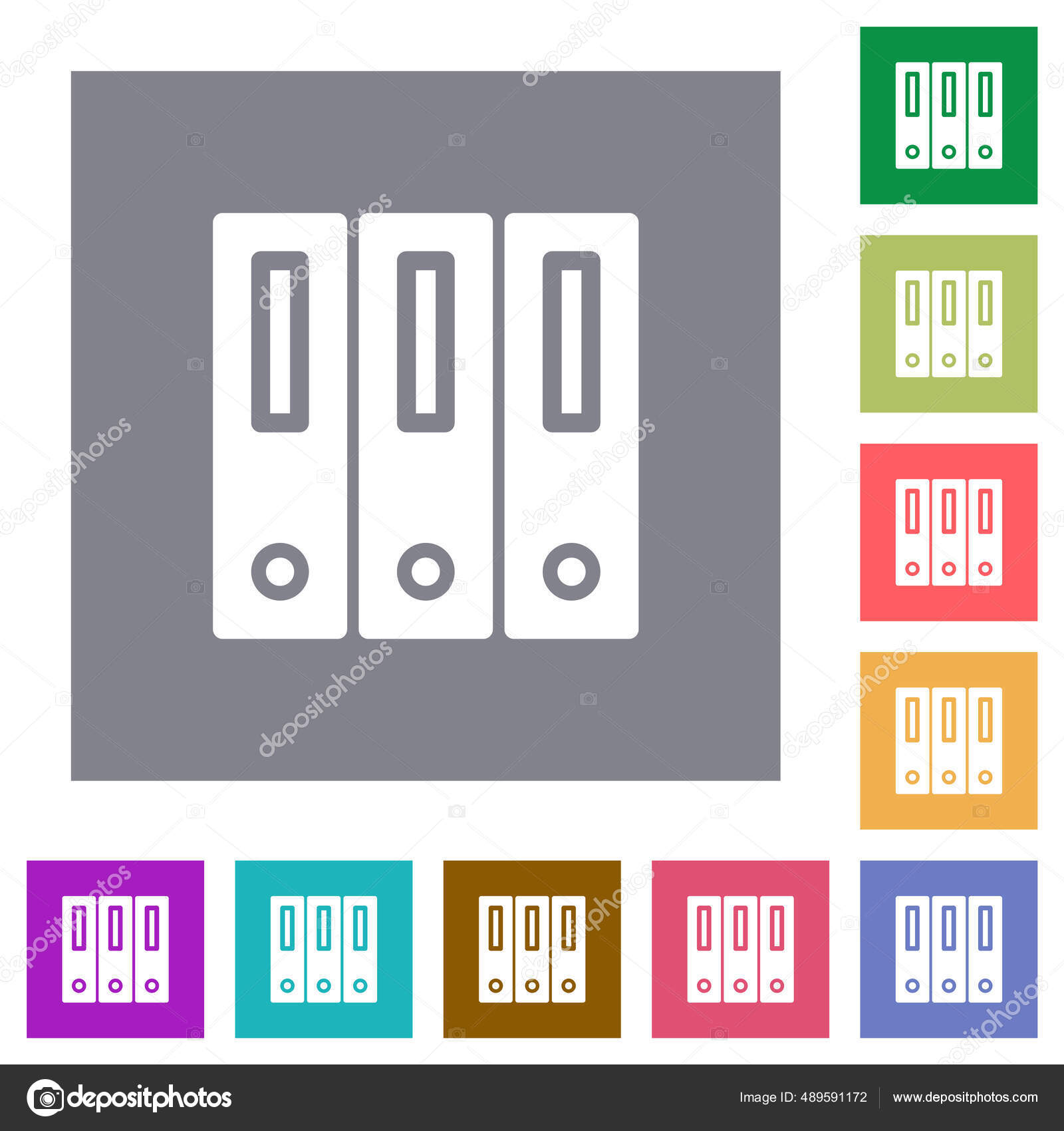 Binders Solid Flat Icons Simple Color Square Backgrounds Stock Vector Image by ©renegadehomie ...