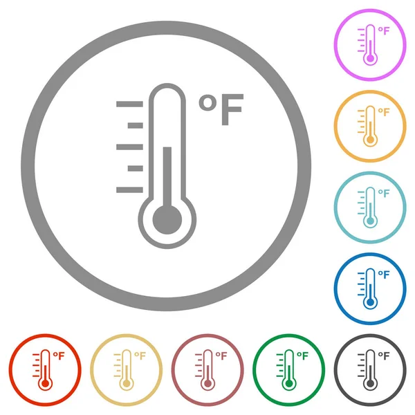 Fahrenheit Thermometer Warm Temperature Multi Colored Flat Icons Backgrounds Included Stock ...