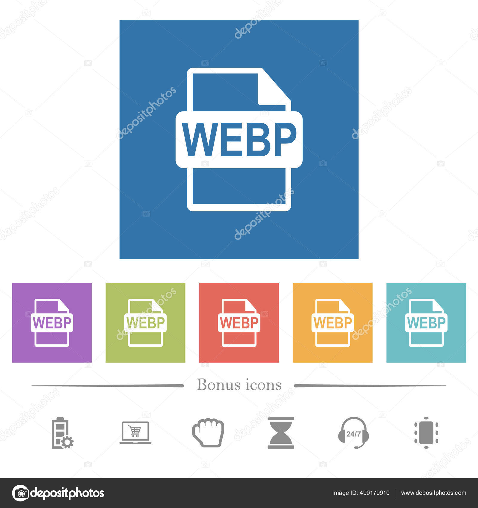 Webp Formato Archivo Planos Iconos Blancos Fondos Cuadrados Iconos ...