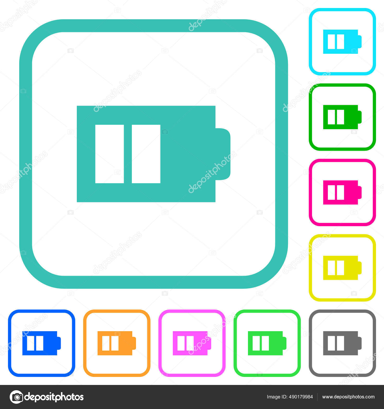 Half Battery Two Load Units Alternate Vivid Colored Flat Icons Stock ...