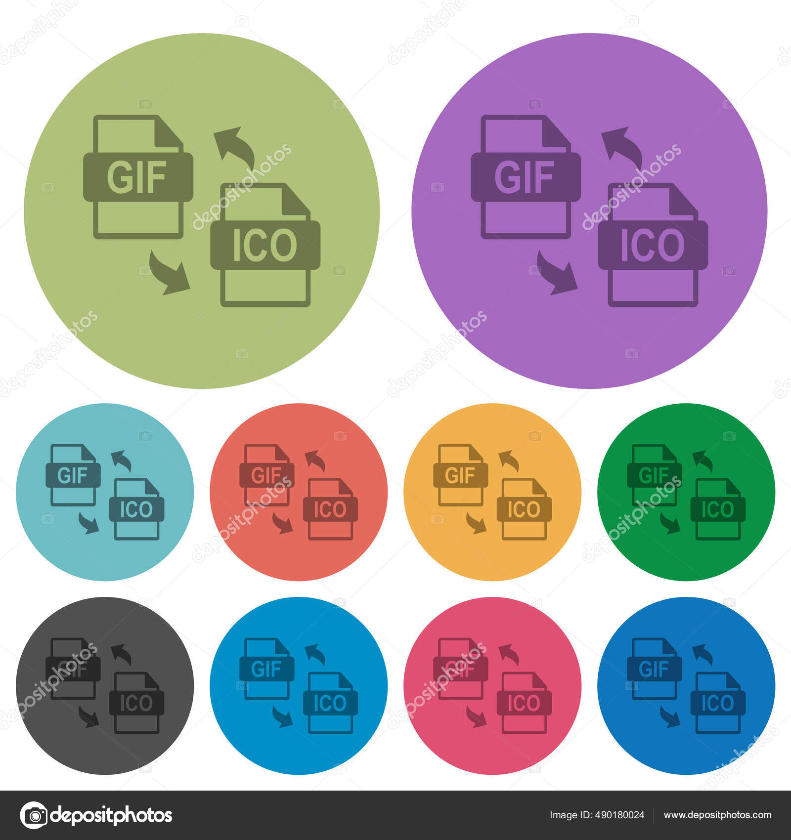 Gif Ico File Conversion Darker Flat Icons Color Background Stock Vector ...