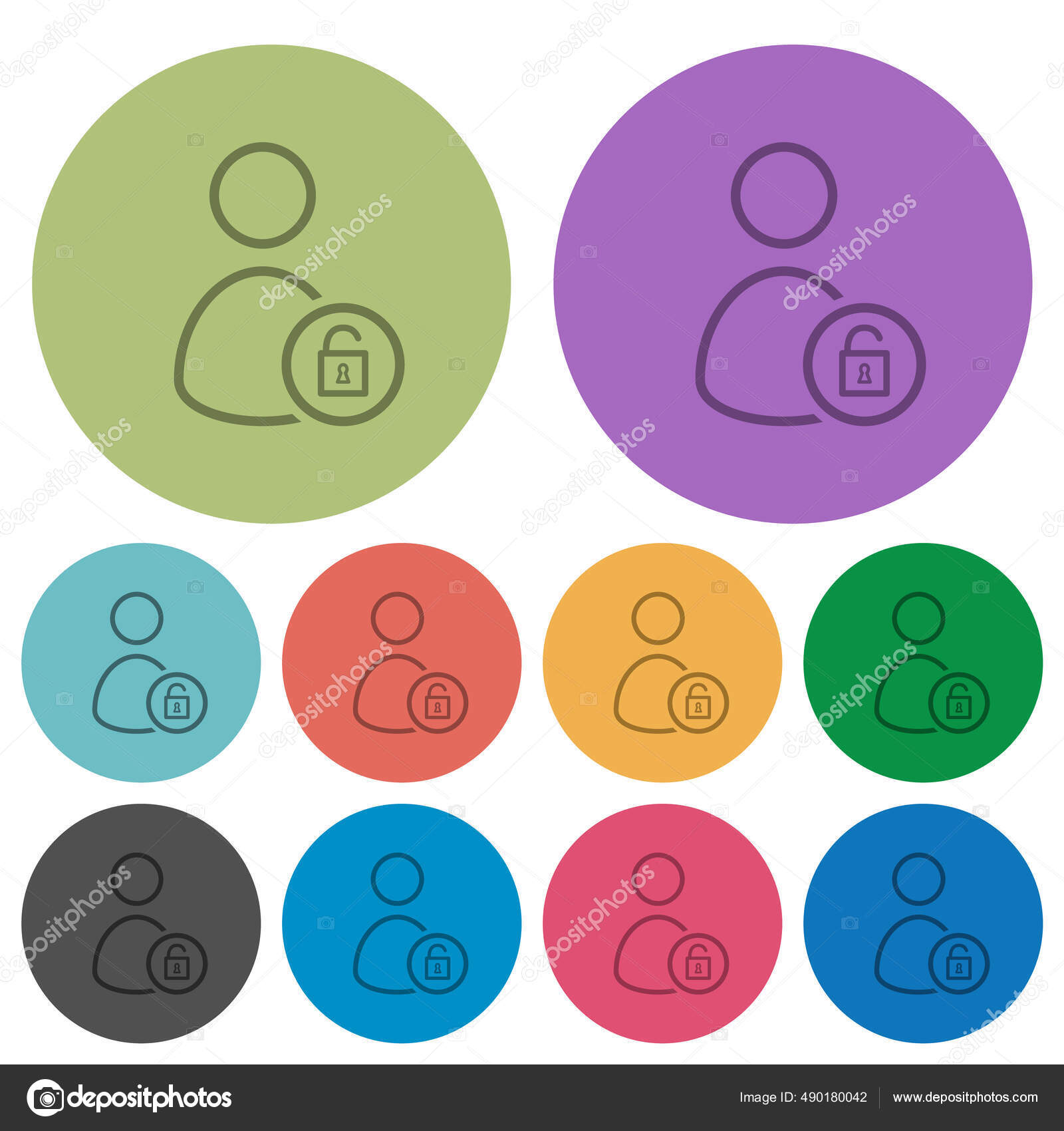 Unlock User Outline Darker Flat Icons Color Background Stock Vector ...
