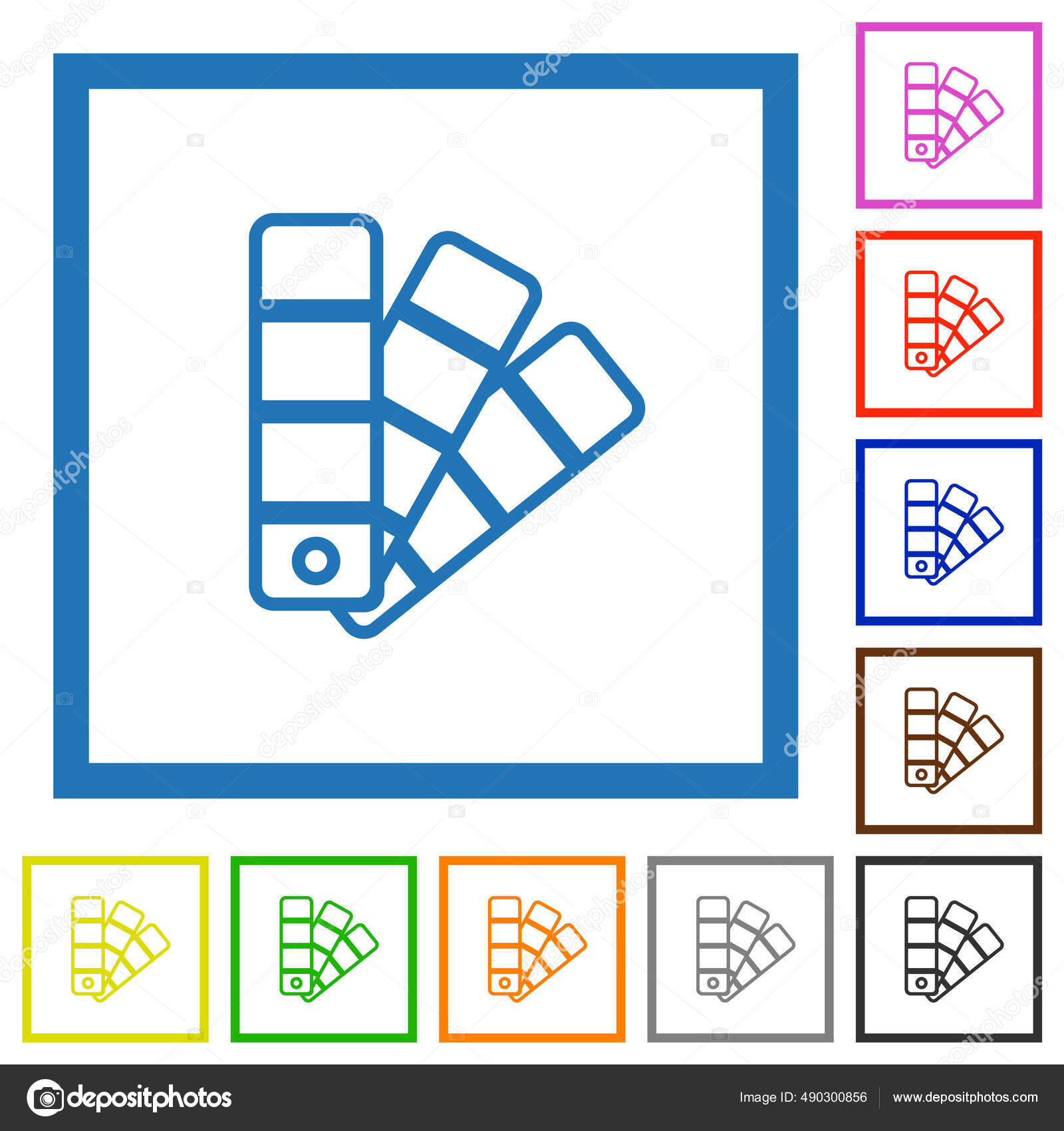 Color Swatch Outline Flat Color Icons Square Frames White Background Stock Vector Image by ...