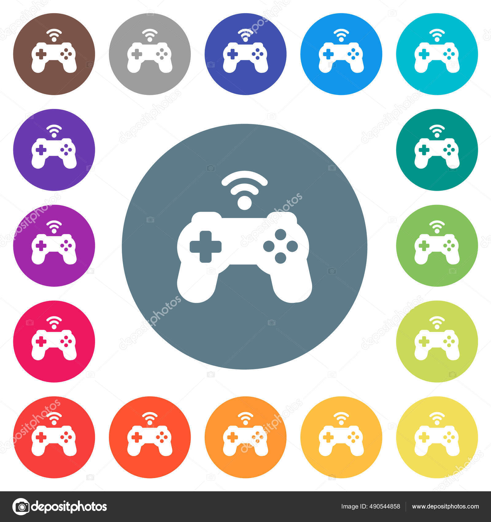 Wireless Game Controller Flat White Icons Color Backgrounds Background ...