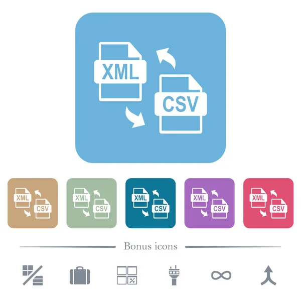 Xml Eps File Conversion White Flat Icons Color Rounded Square Stock Vector Image by ...