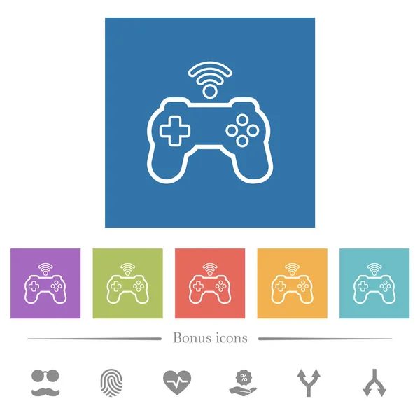 Wireless Game Controller Flat White Icons Color Backgrounds Background Color Stock Vector by ...