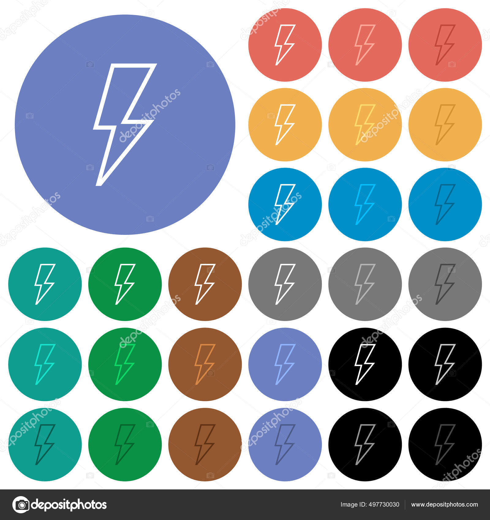 Flash Outline Multi Colored Flat Icons Backgrounds Included White Light ...