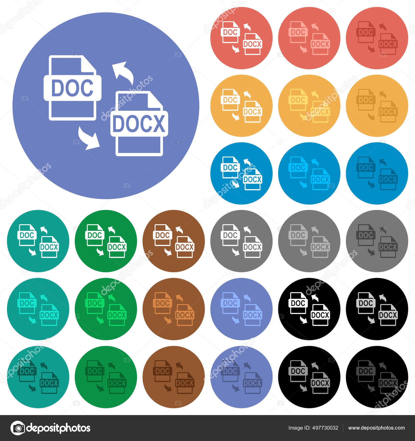 Doc Docx File Conversion Multi Colored Flat Icons Backgrounds Included ...