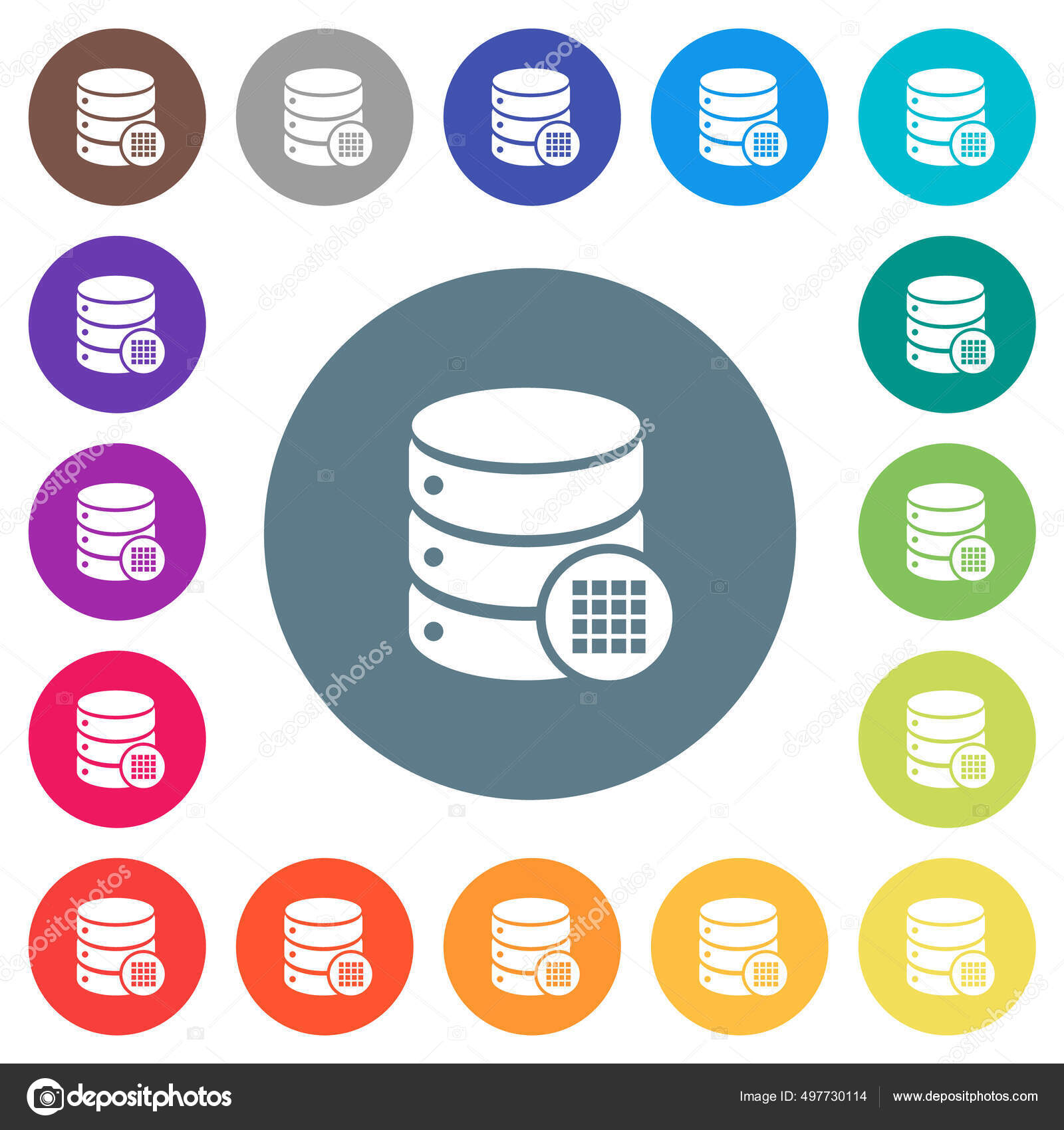 Database Table Cells Flat White Icons Color Backgrounds Background ...