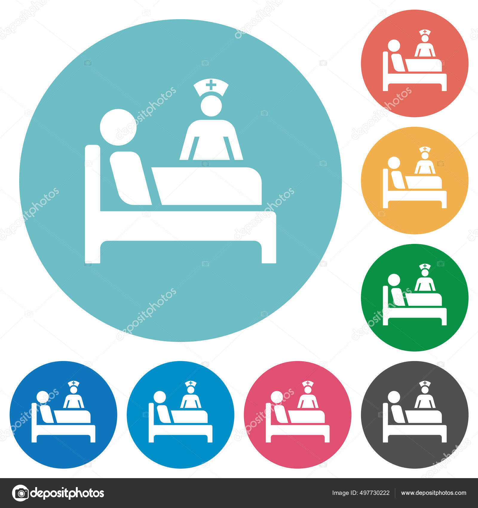 Inpatient Flat White Icons Color Backgrounds Stock Vector Image by ...