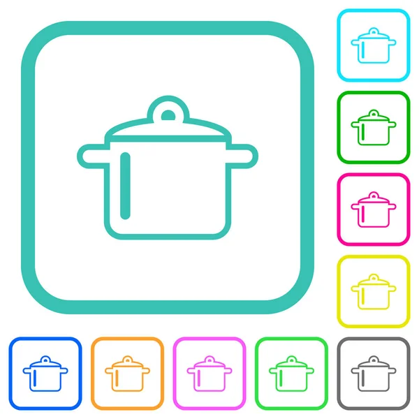 Steaming Glossy Pot Lid Vivid Colored Flat Icons Curved Borders Stock ...