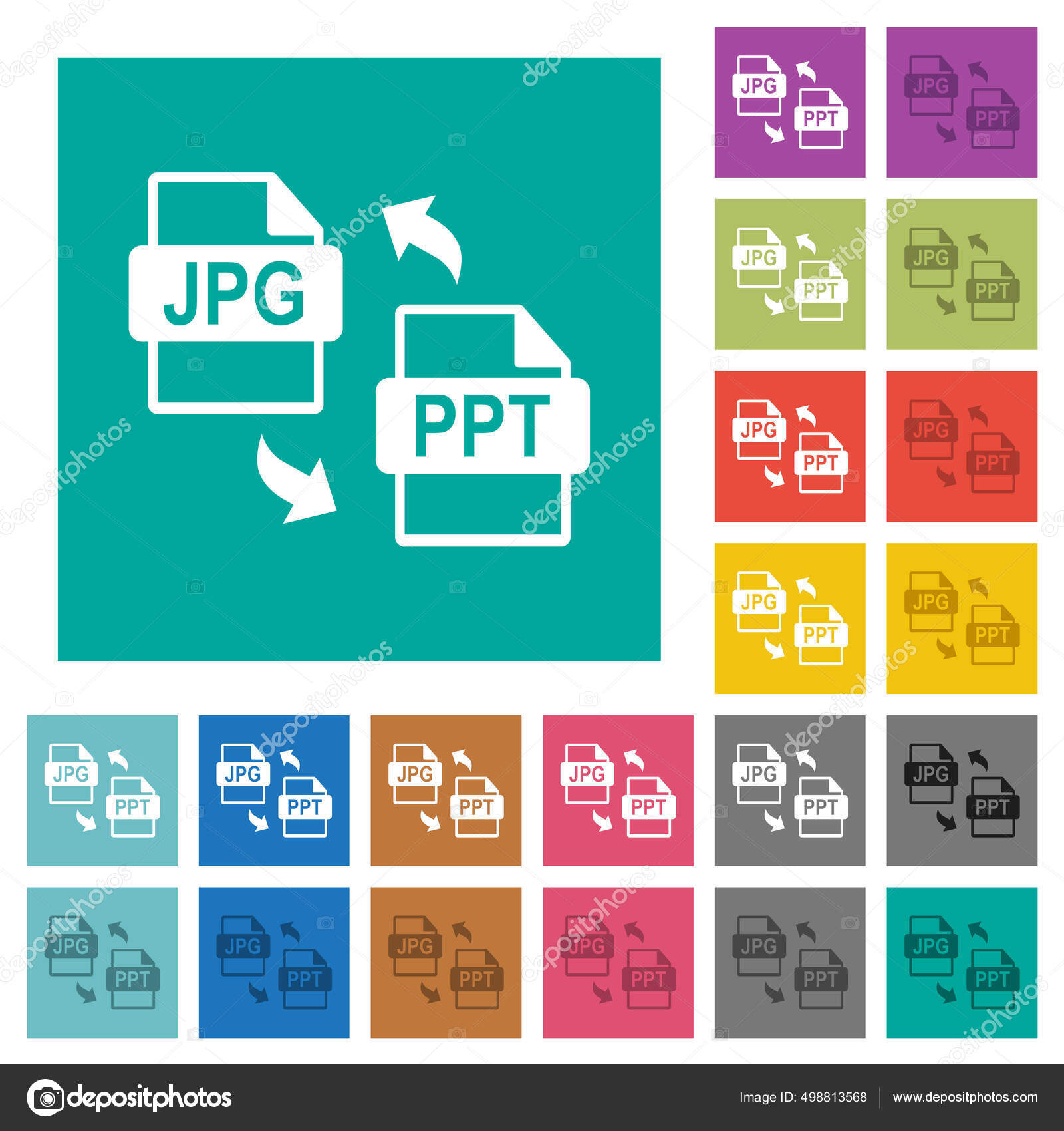Jpg Ppt File Conversion Multi Colored Flat Icons Plain Square Stock ...