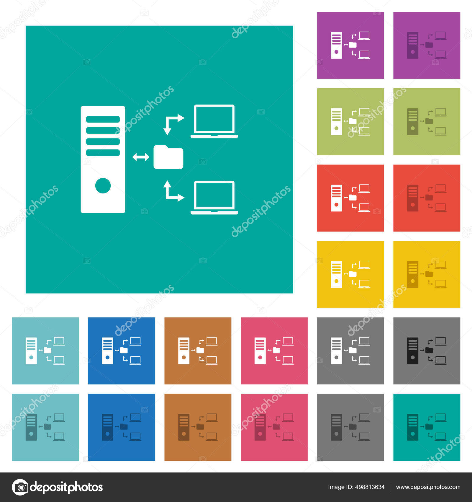 Network File System Server Multi Colored Flat Icons Plain Square Stock ...