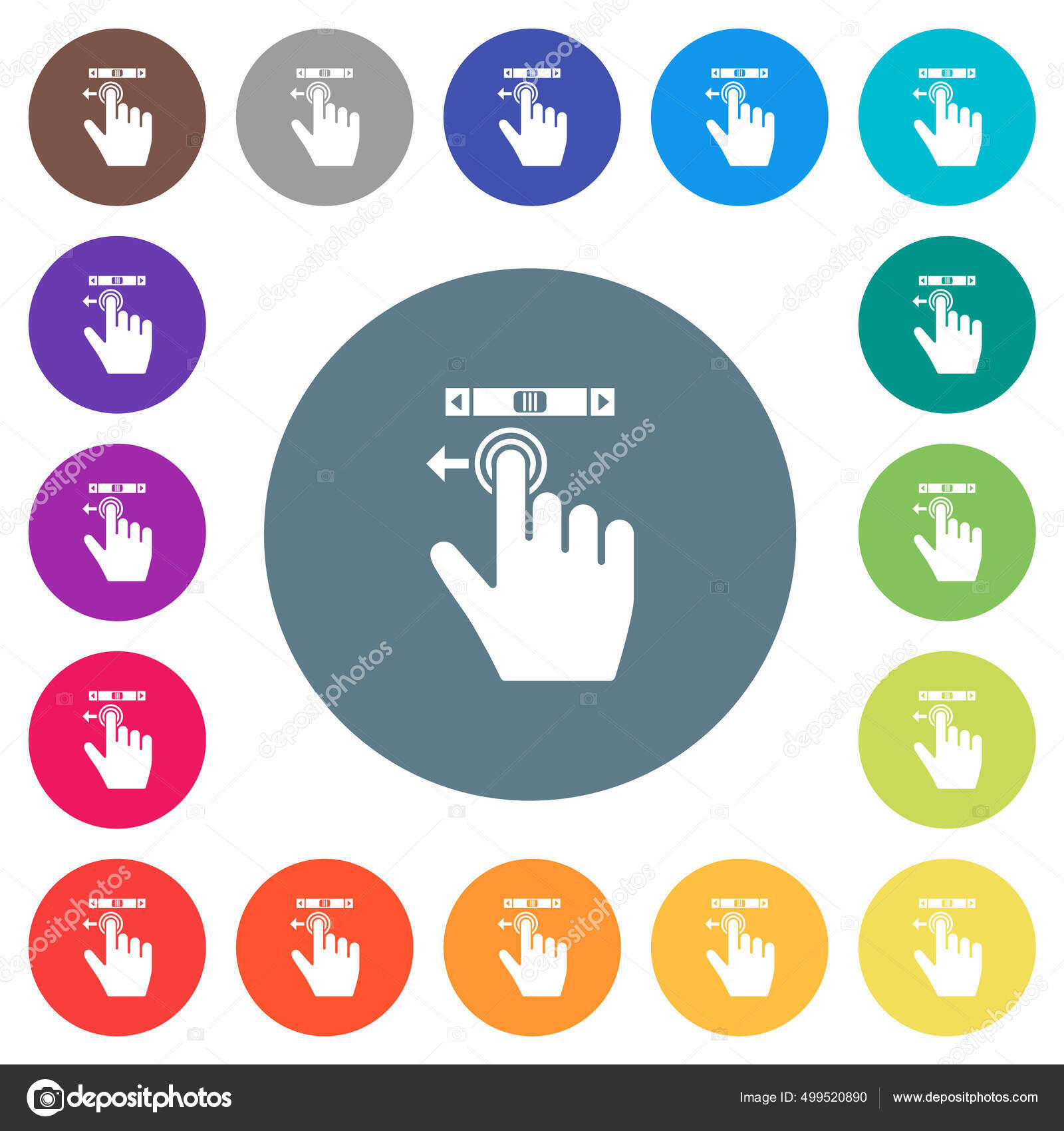 Right Handed Scroll Left Gesture Flat White Icons Color Backgrounds ...