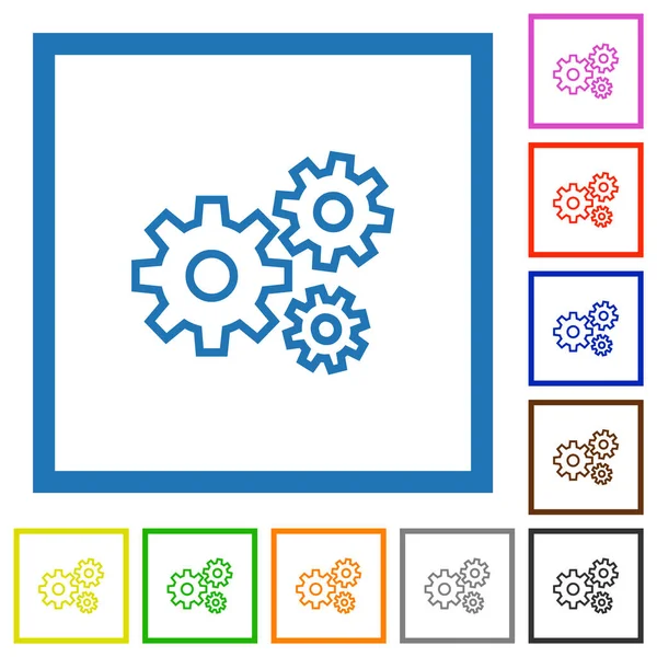 Gears Vivid Colored Flat Icons Curved Borders White Background Stock ...