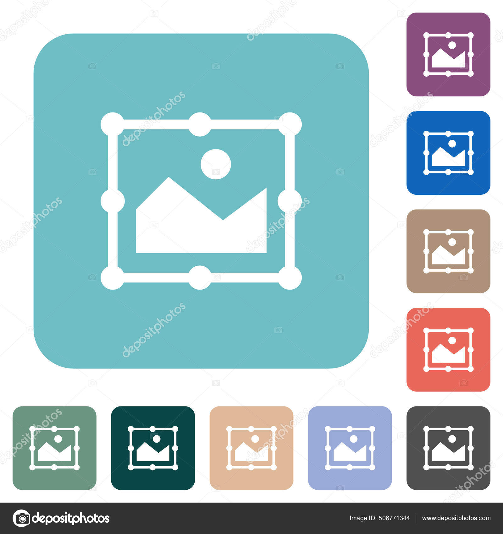 Image Free Transform White Flat Icons Color Rounded Square Backgrounds ...