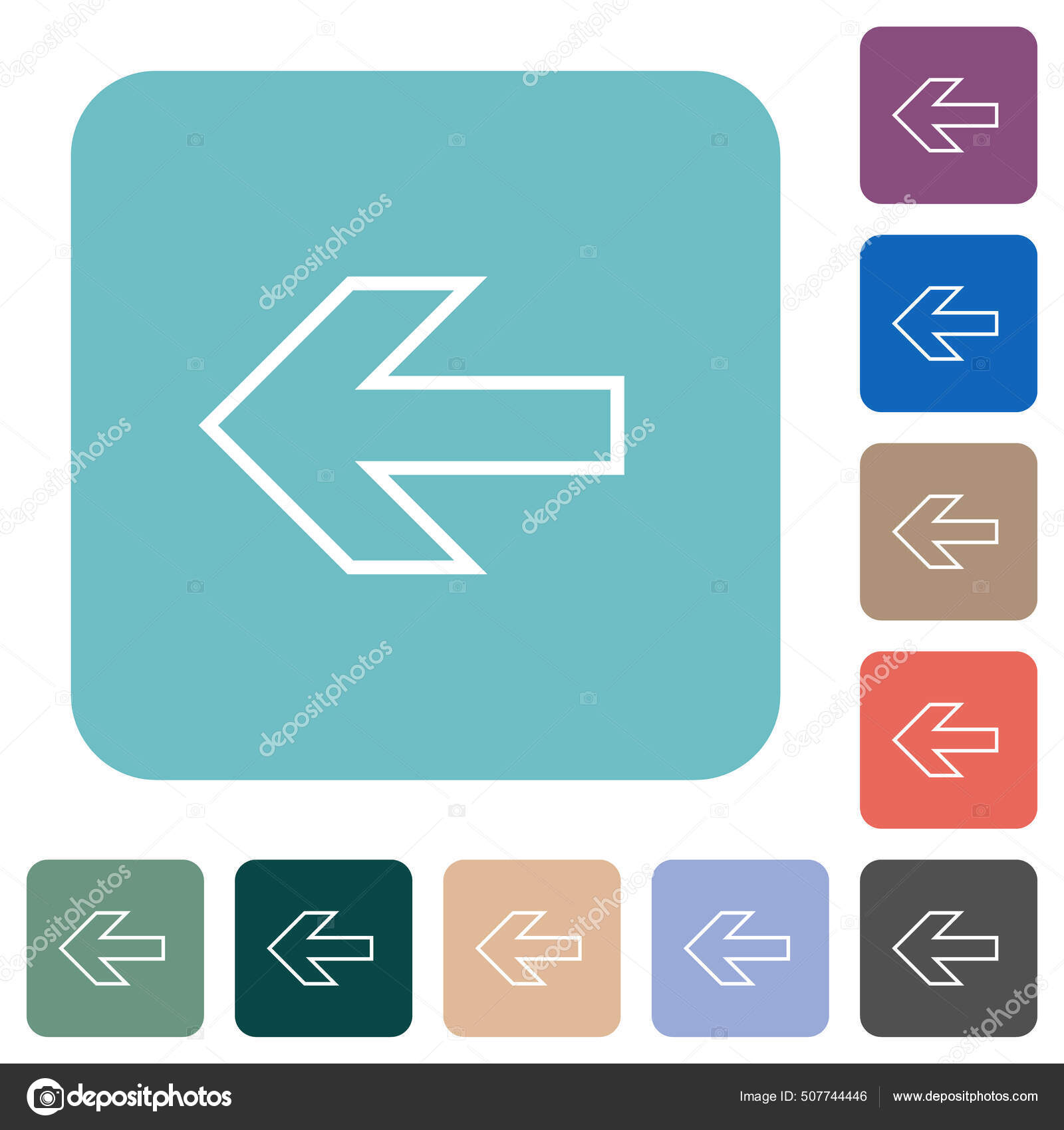 Left Arrow Outline White Flat Icons Color Rounded Square Backgrounds ...
