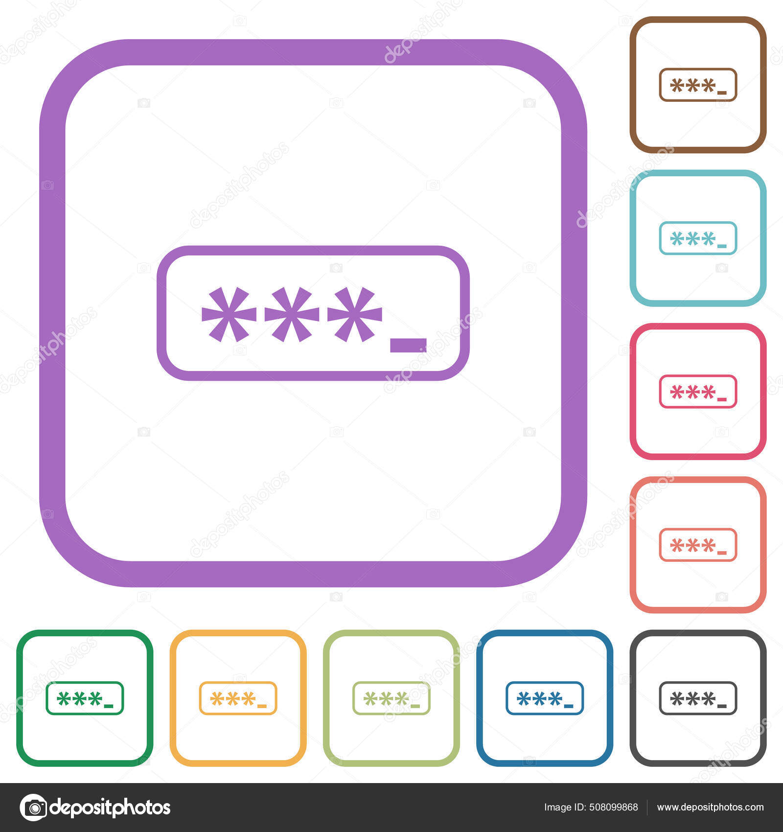 Pin Code Outline Simple Icons Color Rounded Square Frames White Stock ...