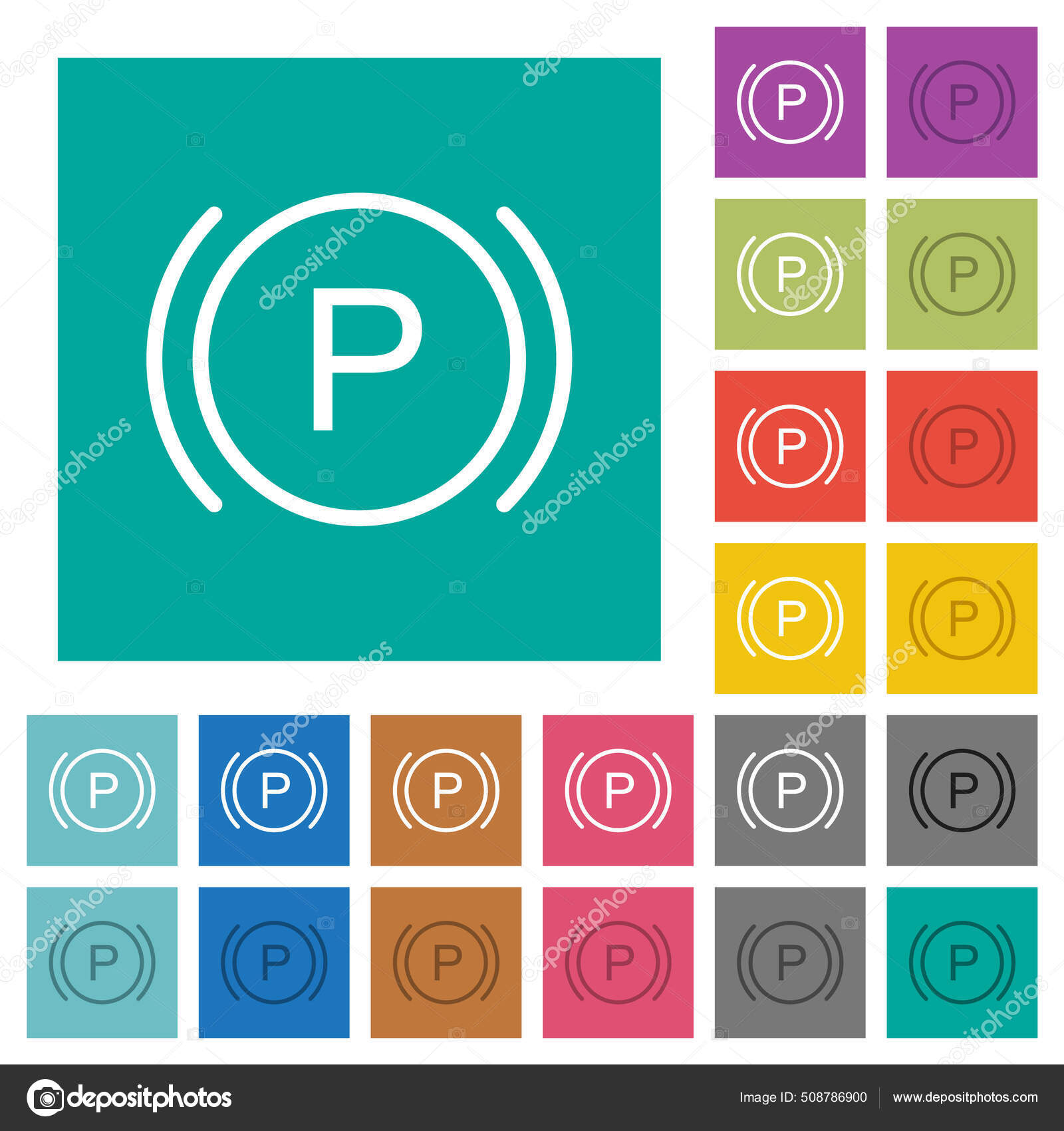 Car Dashboard Brake Warning Indicator Multi Colored Flat Icons Plain ...