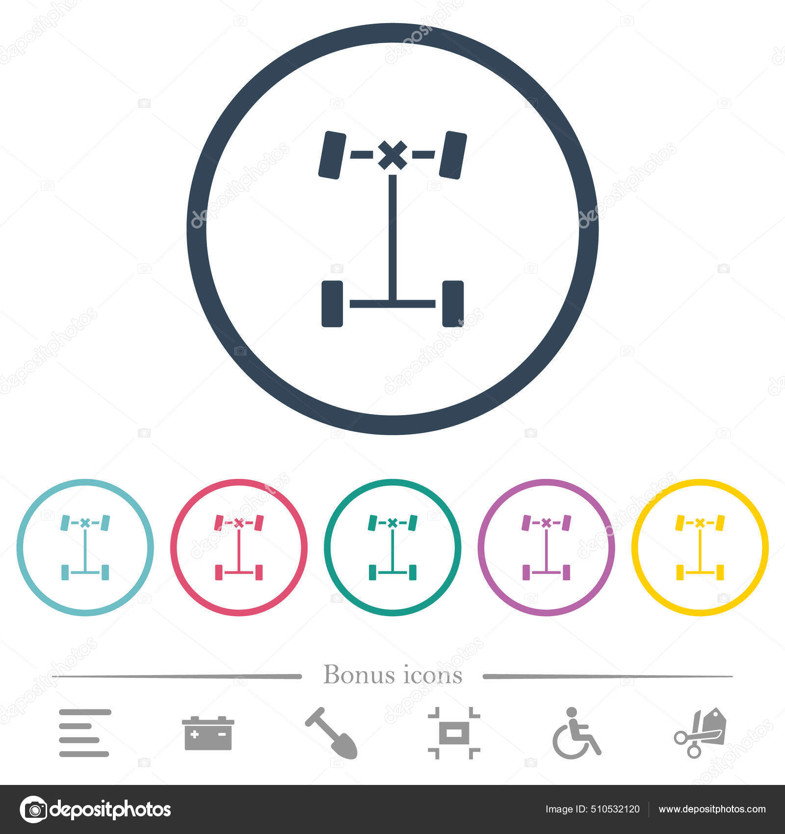 Front Differential Lock Flat Color Icons Outlines Bonus Icons Included ...