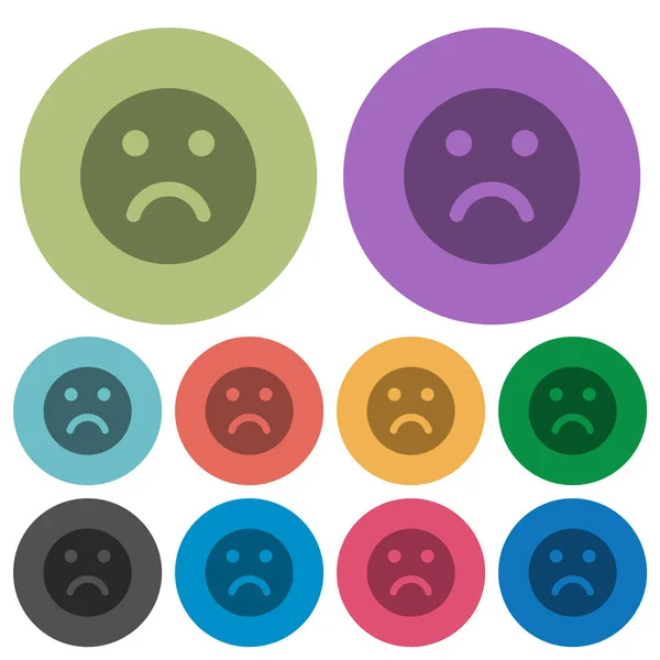 Sad Emoticon Solid Flat Color Icons Square Frames White Background ...