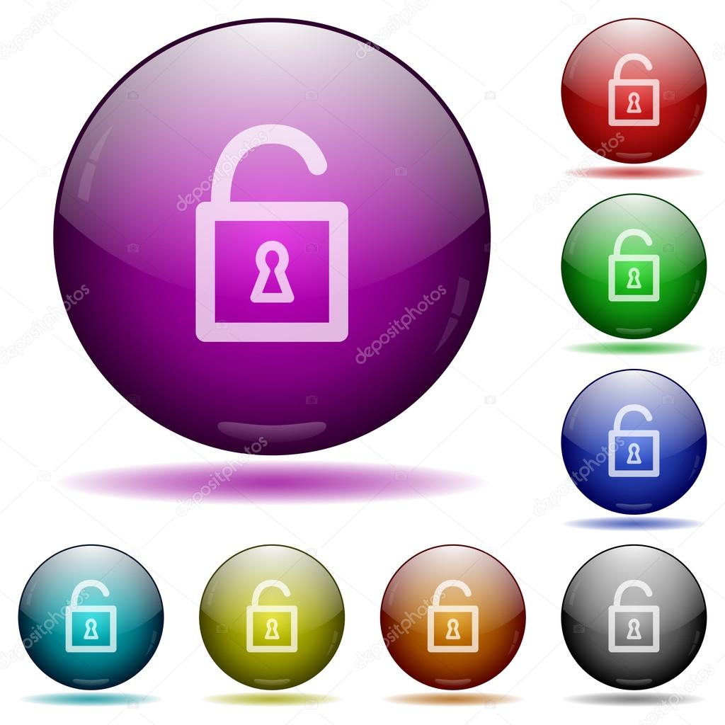 Unlocked padlock glass sphere buttons Stock Vector Image by ...