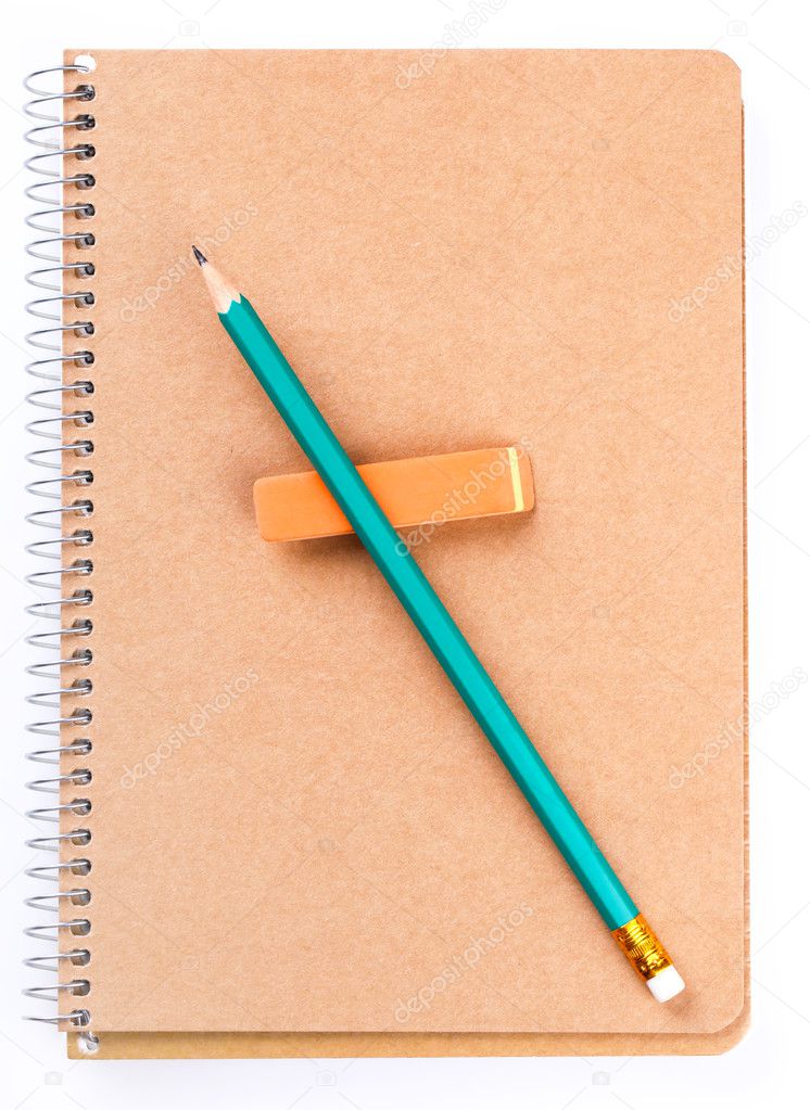 Notebook with pencil and an eraser — Stock Photo © JamaL1977a #119957944