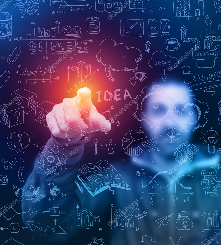 Man touching a glass panel Stock Photo by ©DavidArts 73384203