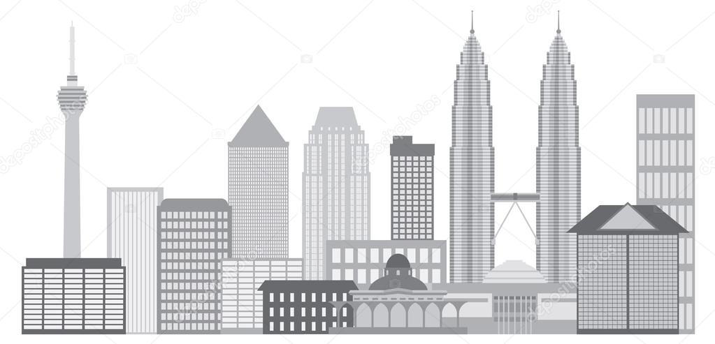 Kuala Lumpur City Skyline Vector Illustration Stock Vector by ...