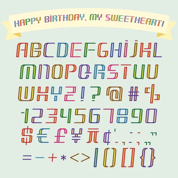 Alphabet, numbers, punctuation marks set and funny banner isolat ...