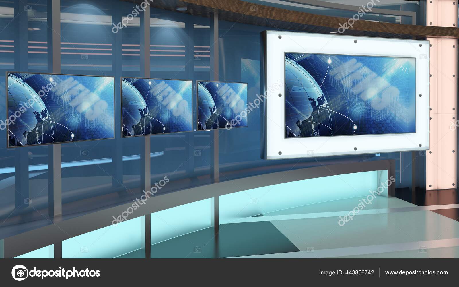 Virtuální Studio Zelené Pozadí Obrazovky3 Vykreslenívirtuální Set ...