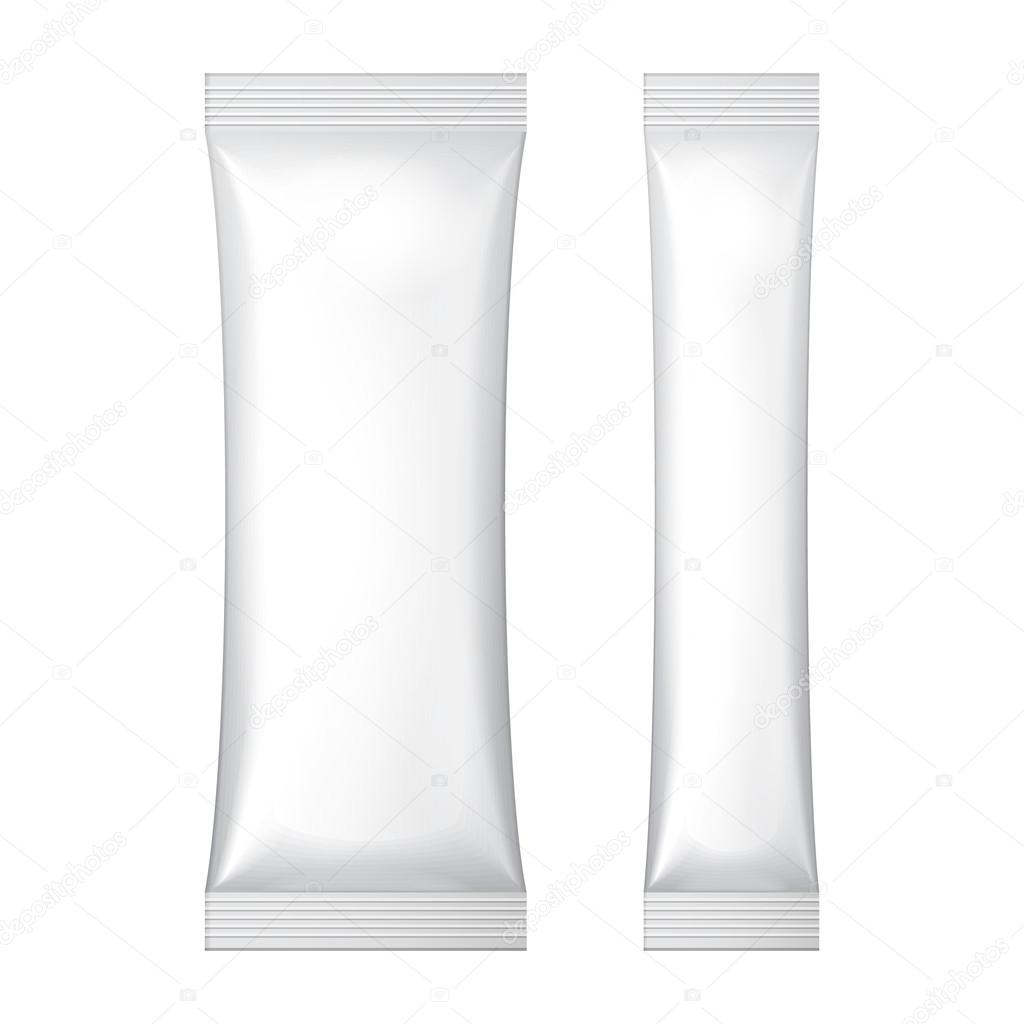 Dos bolsitas de embalaje de papel blanco en blanco Café, sal, azúcar ...