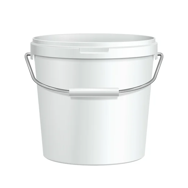 Opened Tall White Tub Paint Plastic Bucket Container With Metal Handle ...