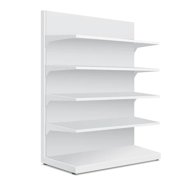 White Blank Empty Showcase Displays With Retail Shelves Products On ...