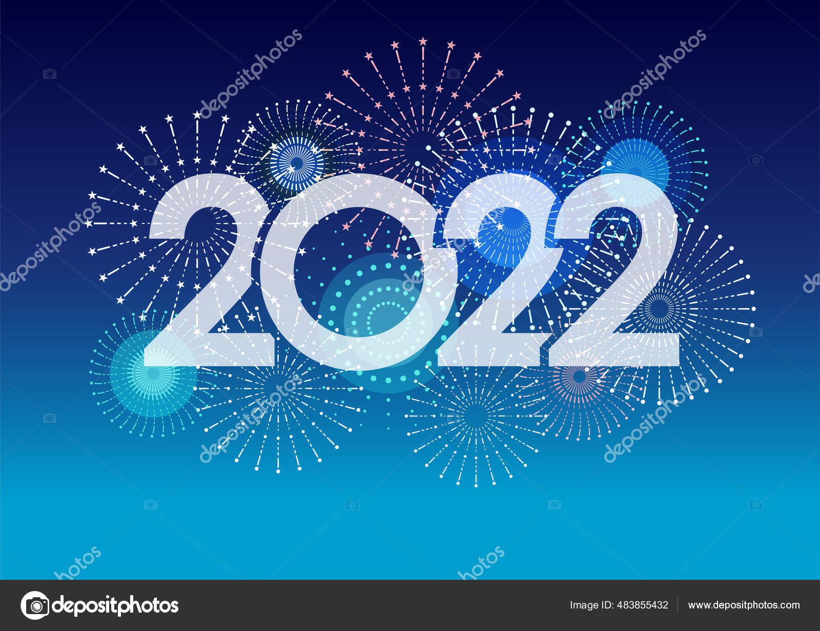Year 2022 Logo Fireworks Text Space Blue Background Vector Illustration ... Year 2022 Logo Fireworks Text Space Blue Background Vector Illustration ...