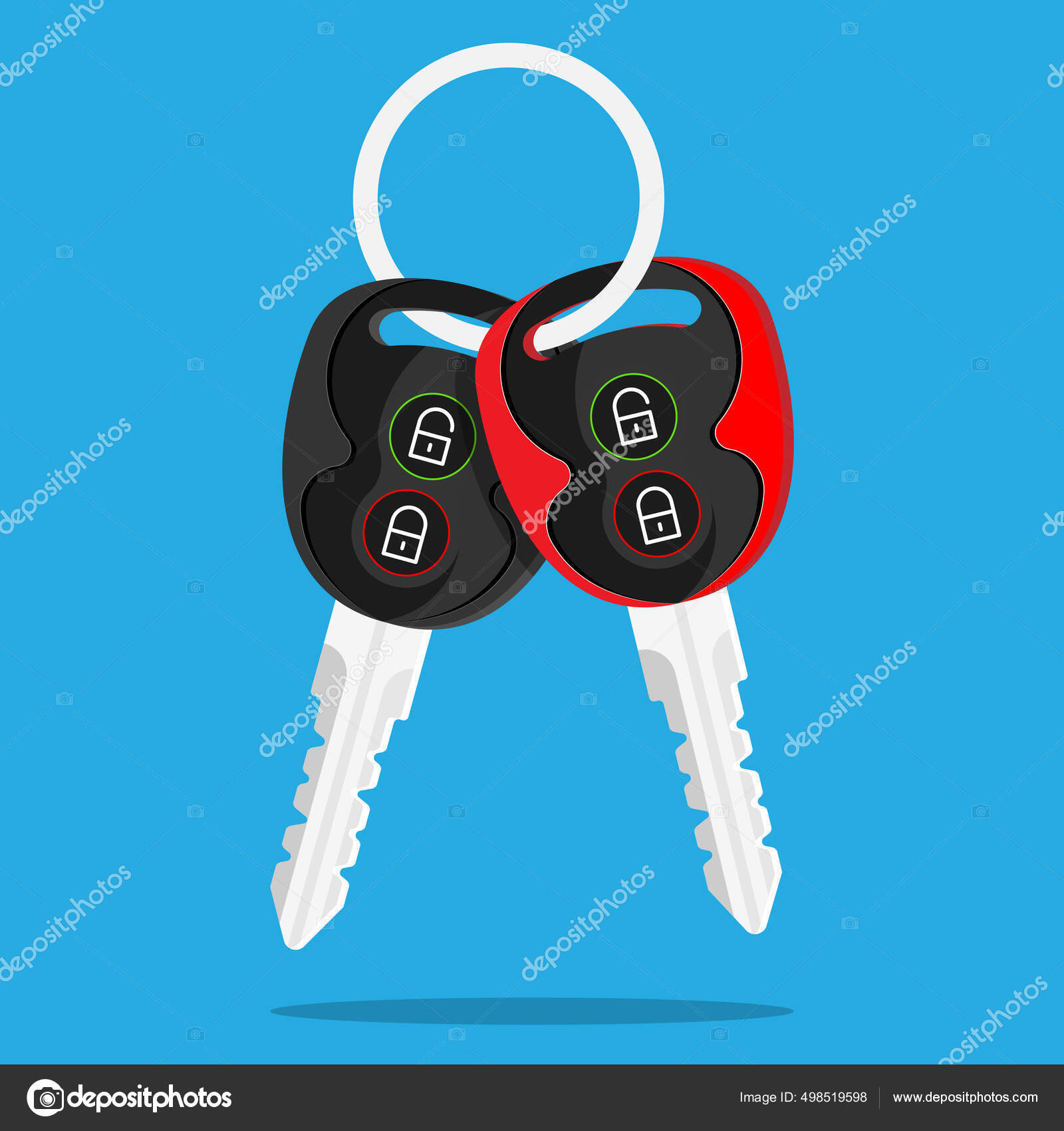 Car Keys Lock Unlock Alarm Doors Illustration Red Key Full Stock Vector ...