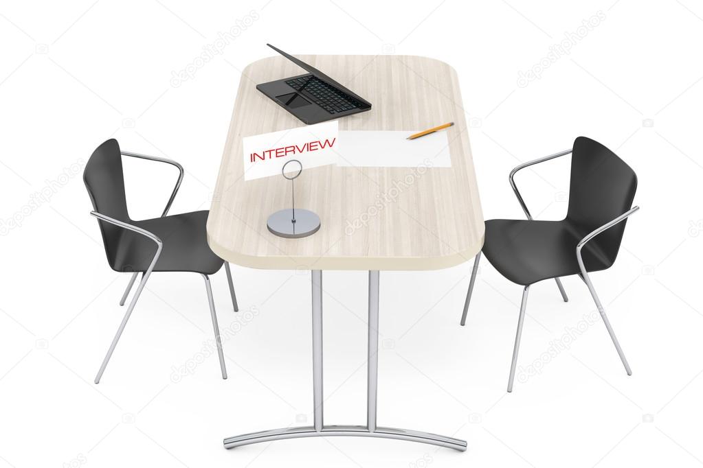 Wooden Table and Chairs for Interview. 3d Rendering — Stock Photo ...