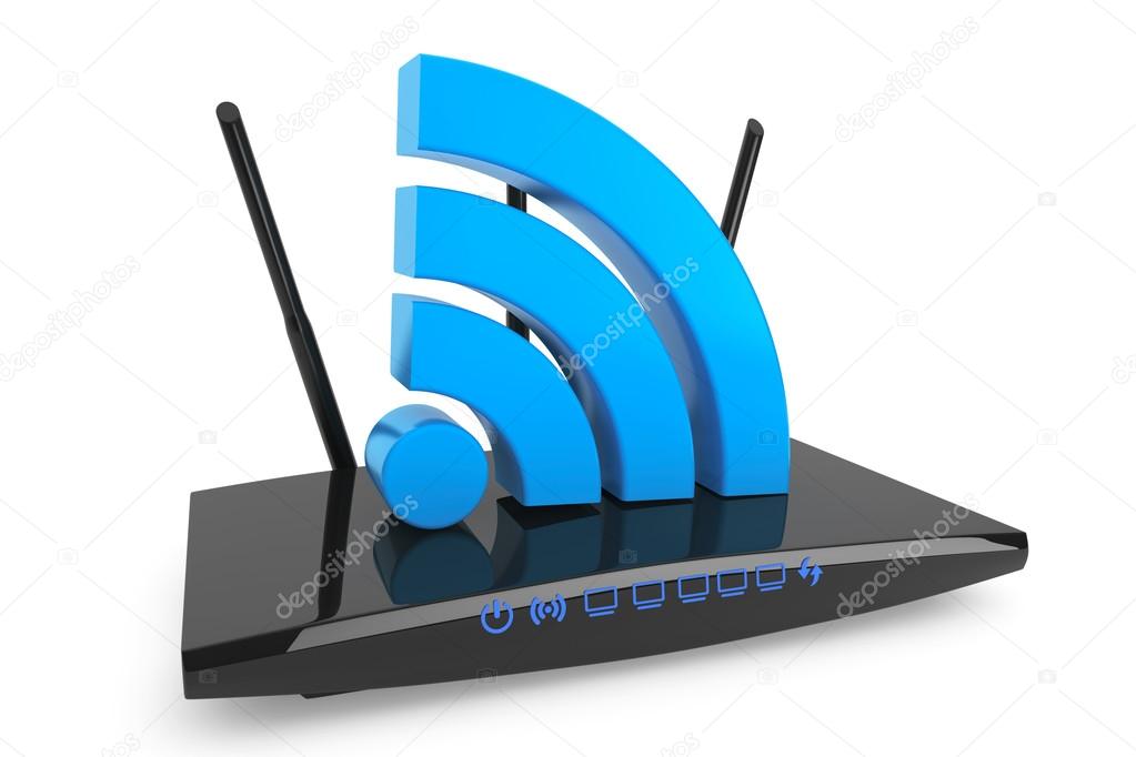 3d Modern WiFi Router with WiFi sign Stock Photo by ©doomu 56971303