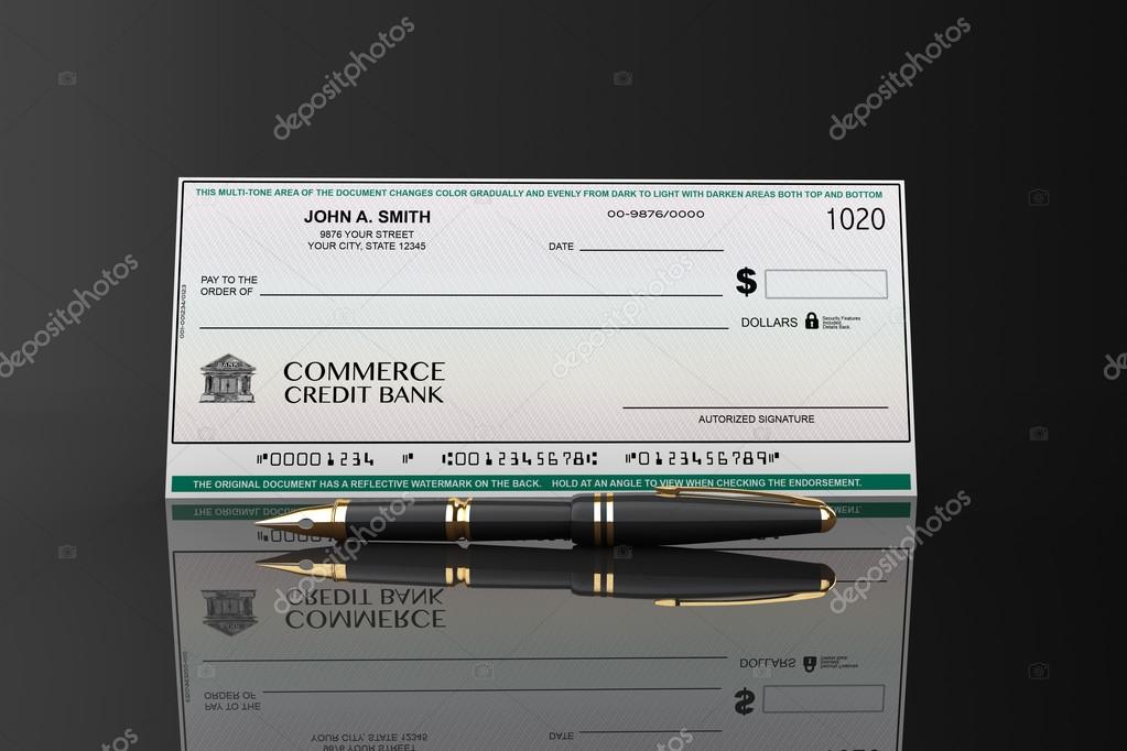 Blank Banking Check and Fountain Pen Stock Photo by ©doomu 61277995